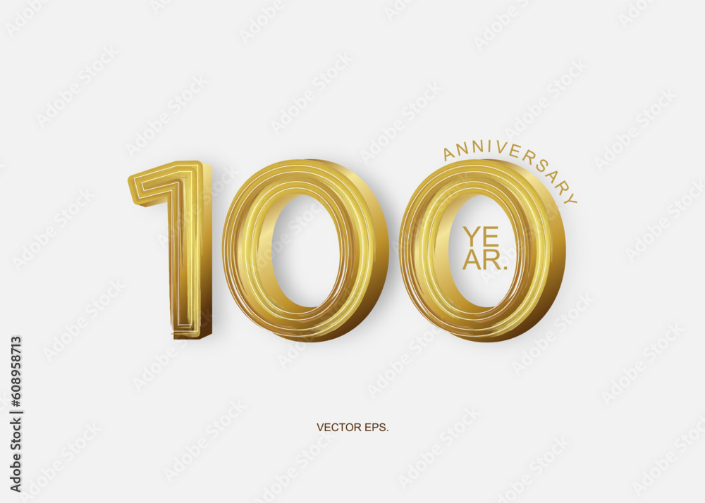 100th Anniversary celebration. Golden numbers, Vector festive ...