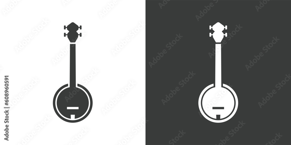 Banjo flat web icon. Banjo logo design. Traditional African string ...