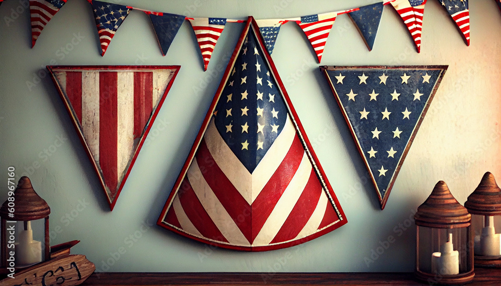 Patriotic 4th of July Memorial Day decor table home design. American ...