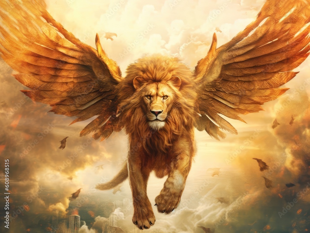 Poster, Foto Lion with wings symbol of the ancient empire of Babylon ...