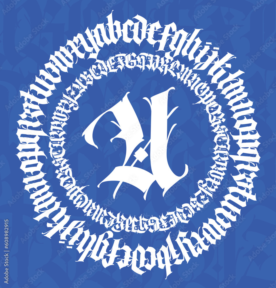 Pattern, ornament in the Gothic style. Vector. Gothic Old Germanic font ...