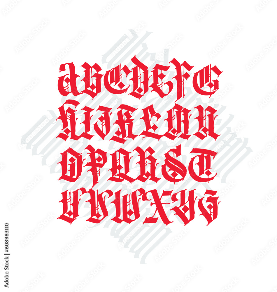 Gothic. Vector. Uppercase letters on a white background. Beautiful and ...