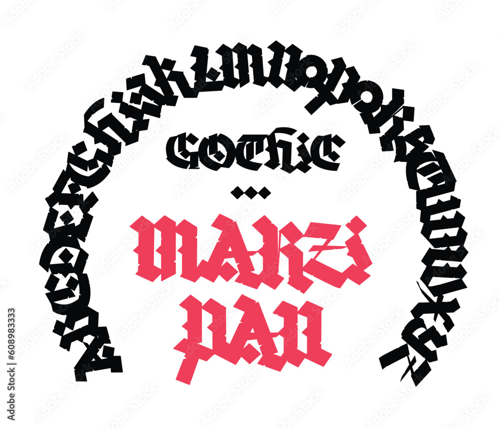 Pattern, ornament in the Gothic style. Vector. Entire alphabet ...