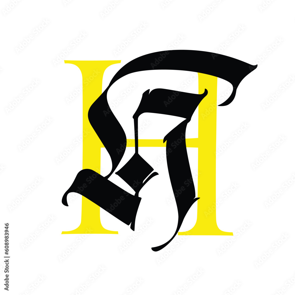 Letter h, in the Gothic style. Vector. Alphabet. The symbol is isolated ...