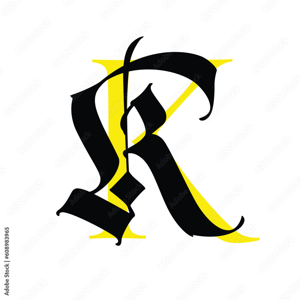Letter k, in the Gothic style. Vector. Alphabet. The symbol is isolated ...