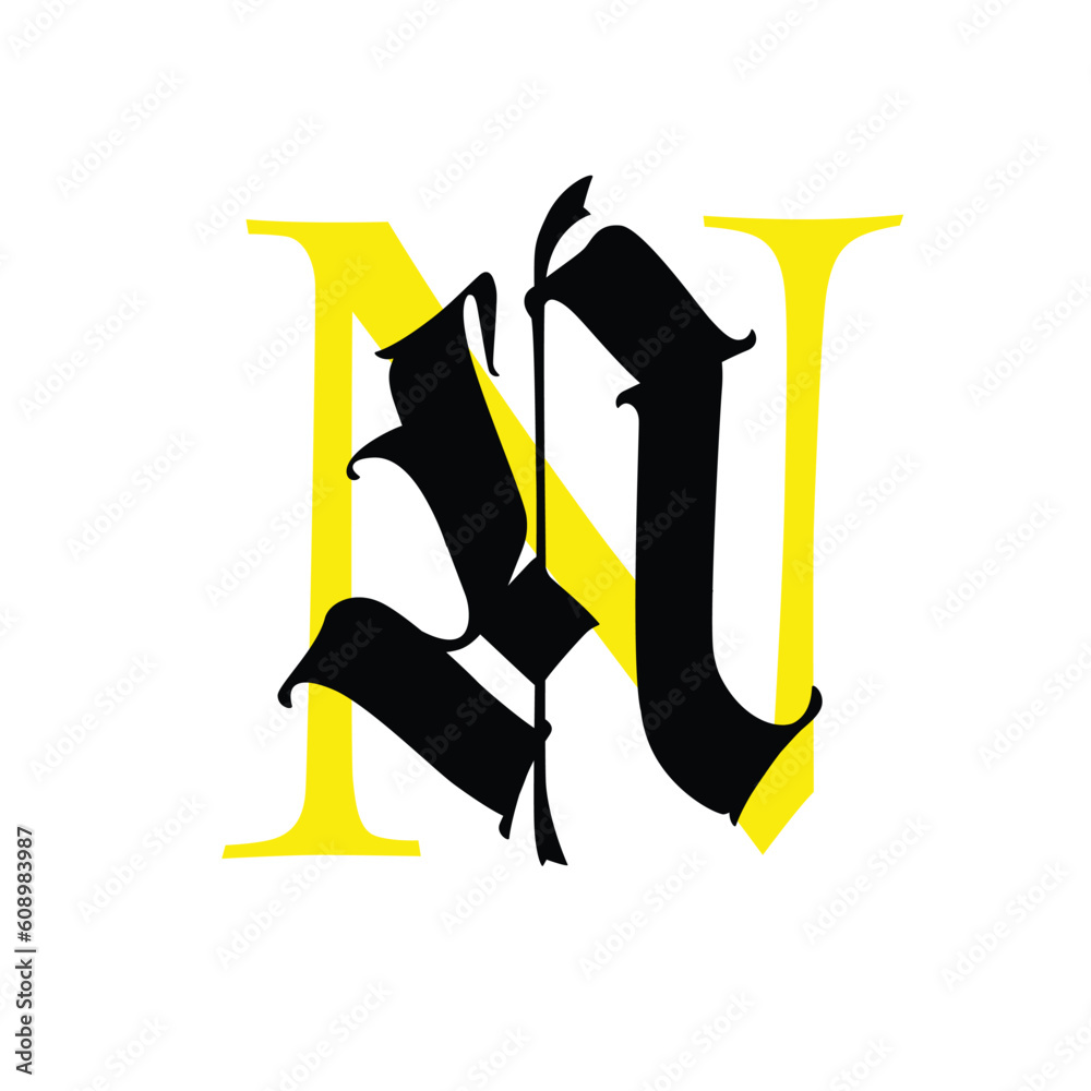 Letter n, in the Gothic style. Vector. Alphabet. The symbol is isolated ...