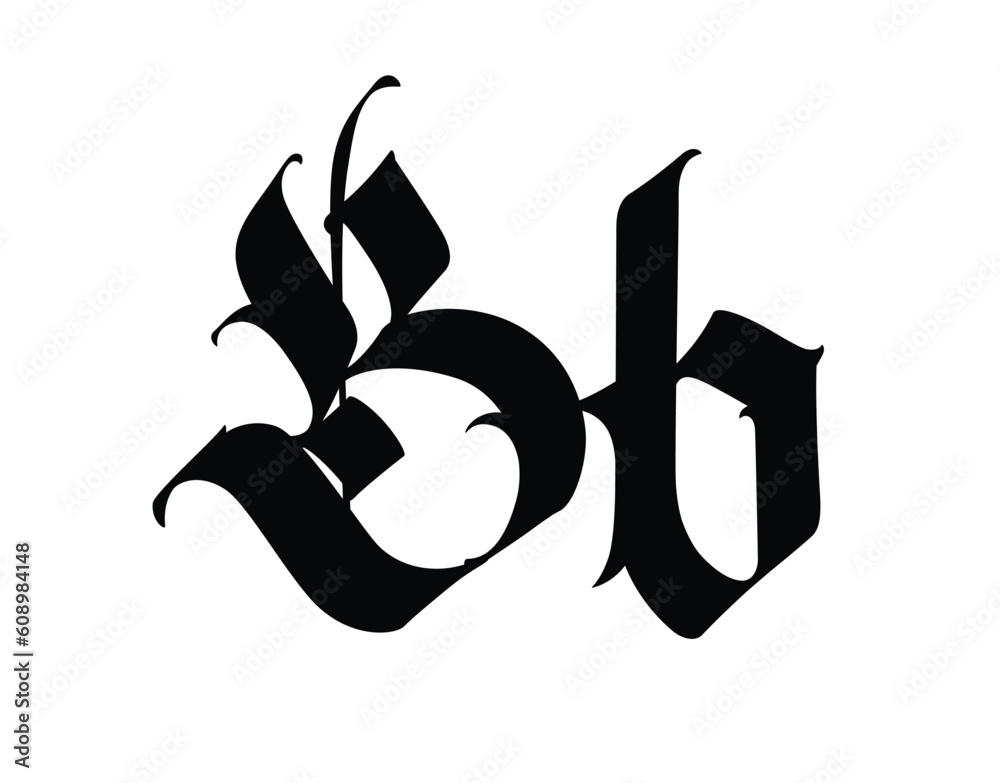 Letter b, in the Gothic style. Vector. Alphabet. The symbol is isolated ...