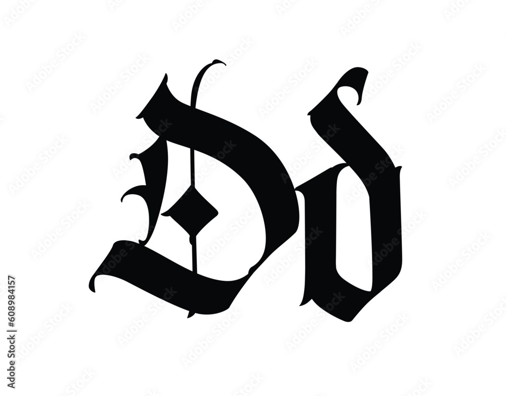 Letter d, in the Gothic style. Vector. Alphabet. The symbol is isolated ...