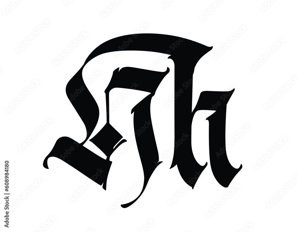 Letter h, in the Gothic style. Vector. Alphabet. The symbol is isolated ...
