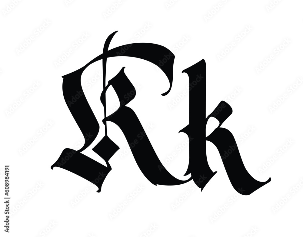 Letter k, in the Gothic style. Vector. Alphabet. The symbol is isolated ...