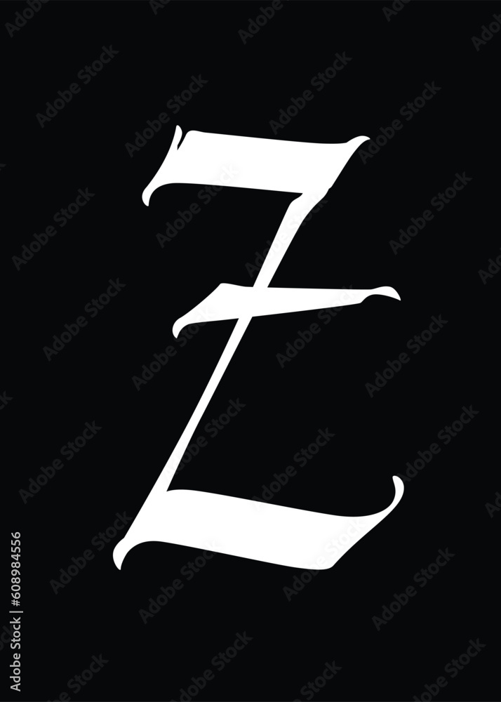 Letter Z, in the Gothic style. Vector. Alphabet. The symbol is isolated ...