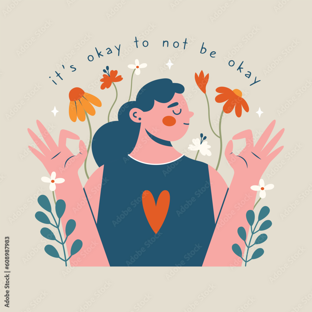 Clip art with cute woman shows ok gesture with hands. Cartoon comic ...