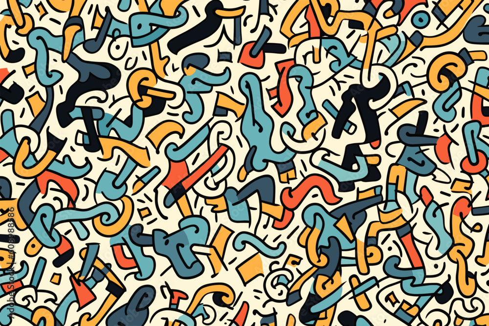 Vetor de Doodle inspired Graffiti style writing pattern pattern ...