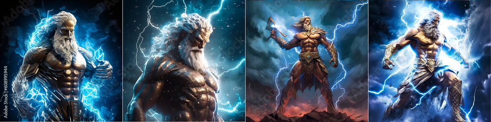 Ilustração do Stock: Unique and creative depiction of Zeus as a fusion ...