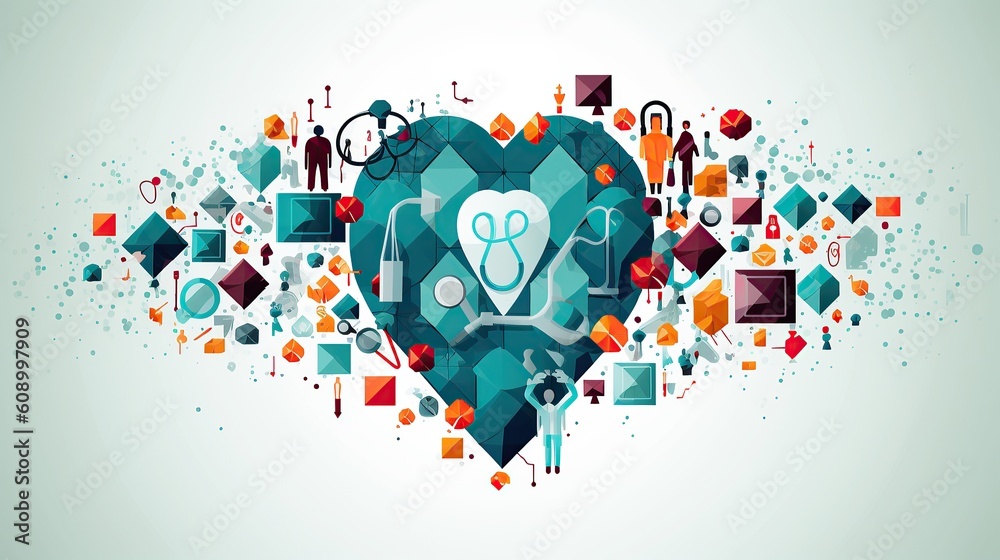 healthcare background with medical symbols in hexagonal frame ...