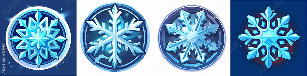 snowflake and ice crystal design in 2d cartoon style Great for winter ...