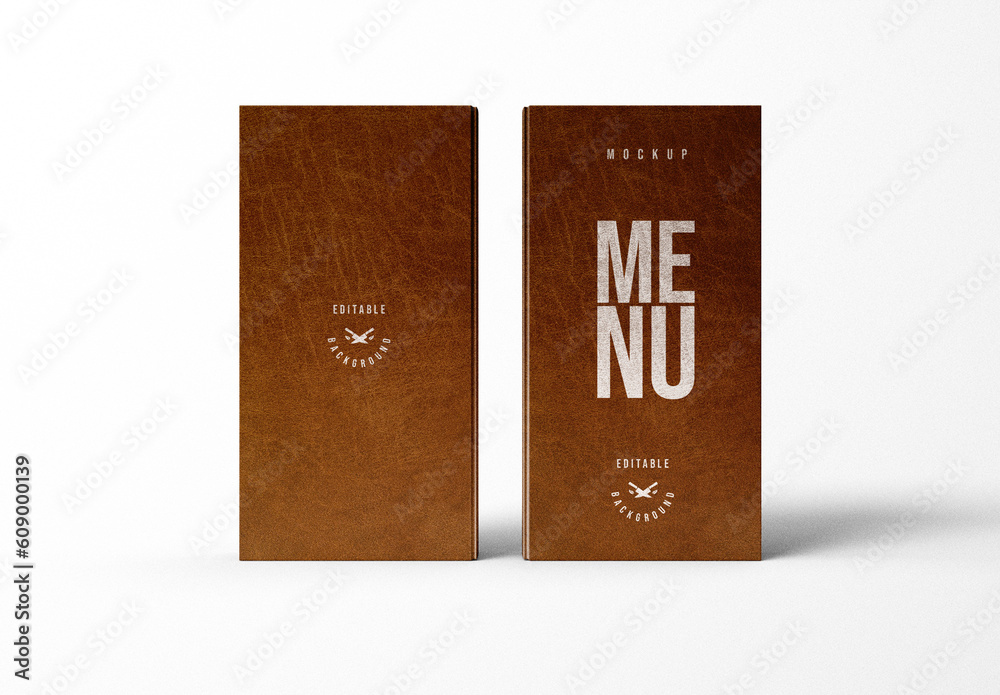 Menu Mockup – Dual Standing Brown Leather Covers for Elegant Cafe or ...