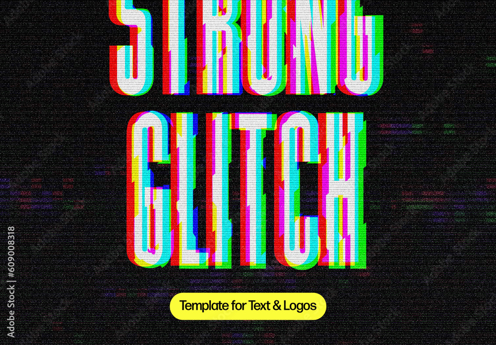 Classic Glitch Text Effect Mockup Stock Template | Adobe Stock