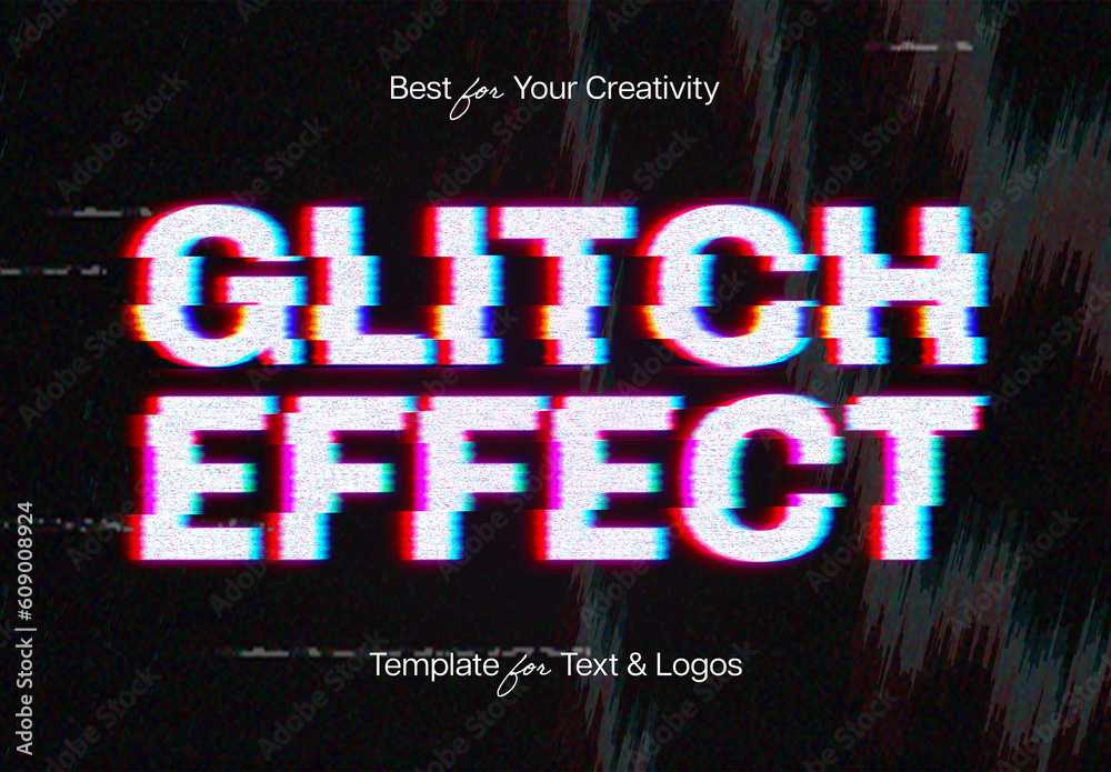 Glitch Text Effect Mockup Stock Template | Adobe Stock