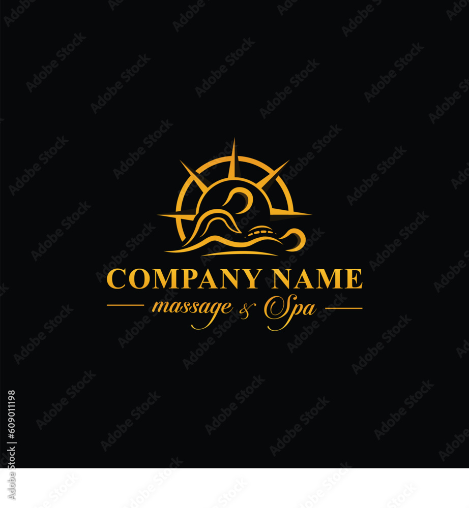 Fully editable: Massage and spa company logo. This logo is gold color ...