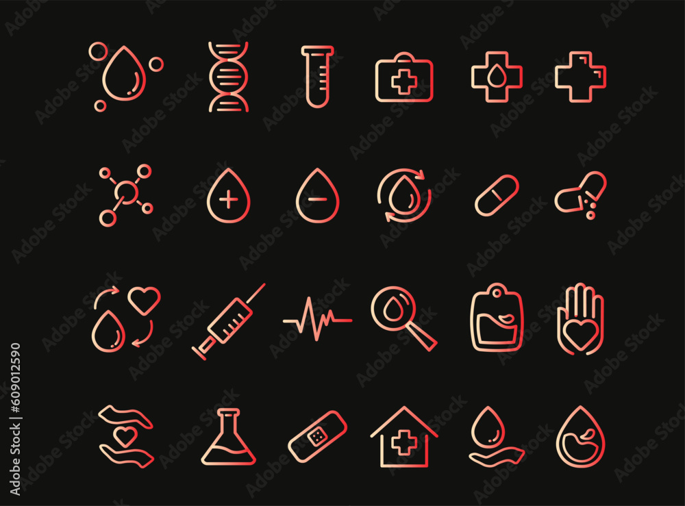 Set of medical icons showing medical and laboratory research ...