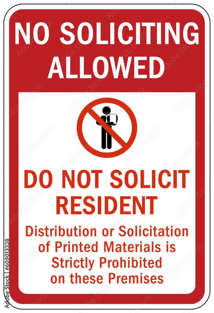 No soliciting warning sign and labels no soliciting allowed. Do not ...