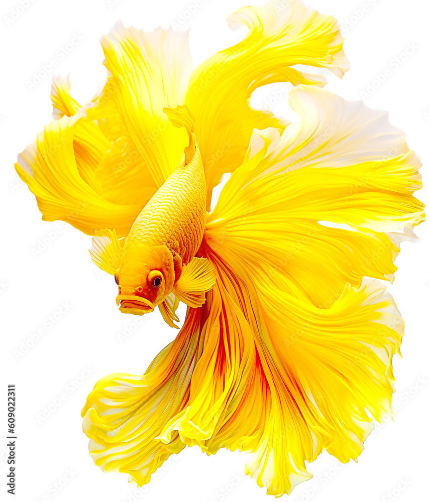 Yellow betta fish. Gold fighting Siamese fish with beautiful silk tail ...