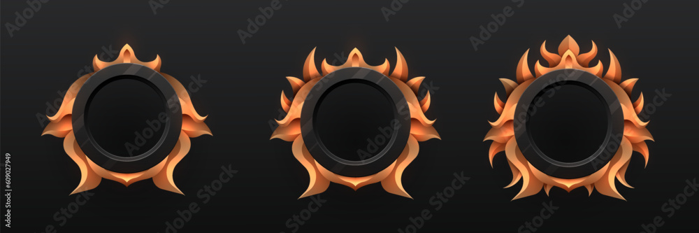 Vintage gold border circular game avatar banner frames for game ui ...