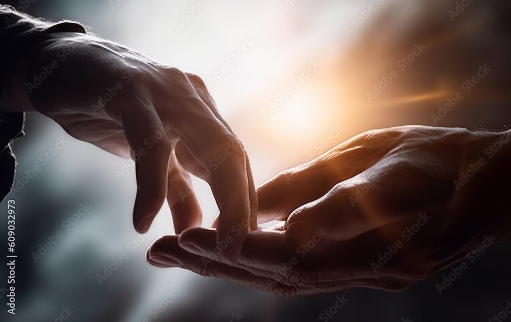 Peace concept: the hand of Christ Jesus helping, Generative AI Stock ...