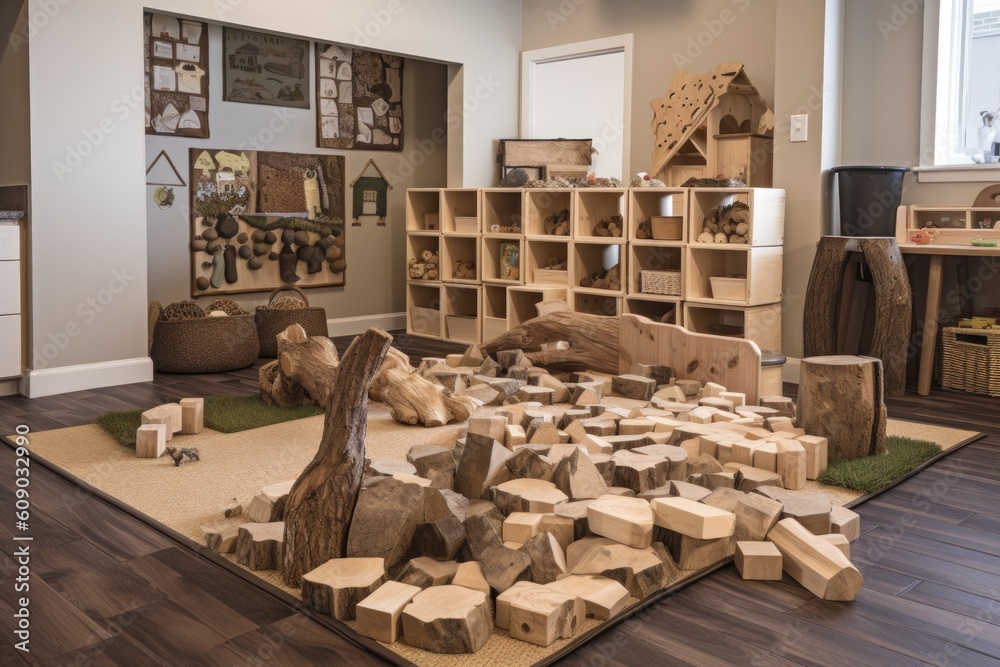 play-based learning environment with building blocks, puzzles, and ...