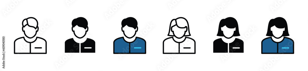 Assistance icons vector set. People, man, woman, employee, worker, user ...
