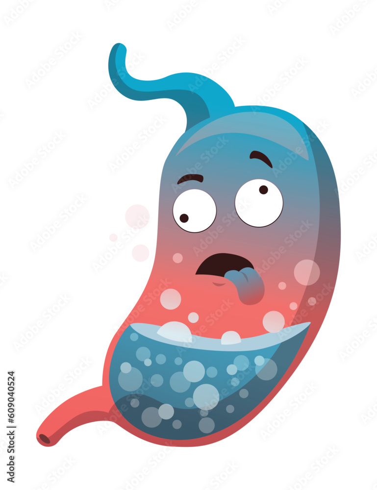 Stomach troubles icon. Sad suffering sick human stomach. Vector flat ...