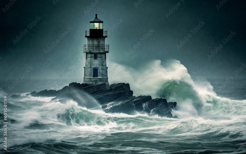 Lighthouse in the Storm: Iconic Beacon Illuminates the Rugged Coastline ...