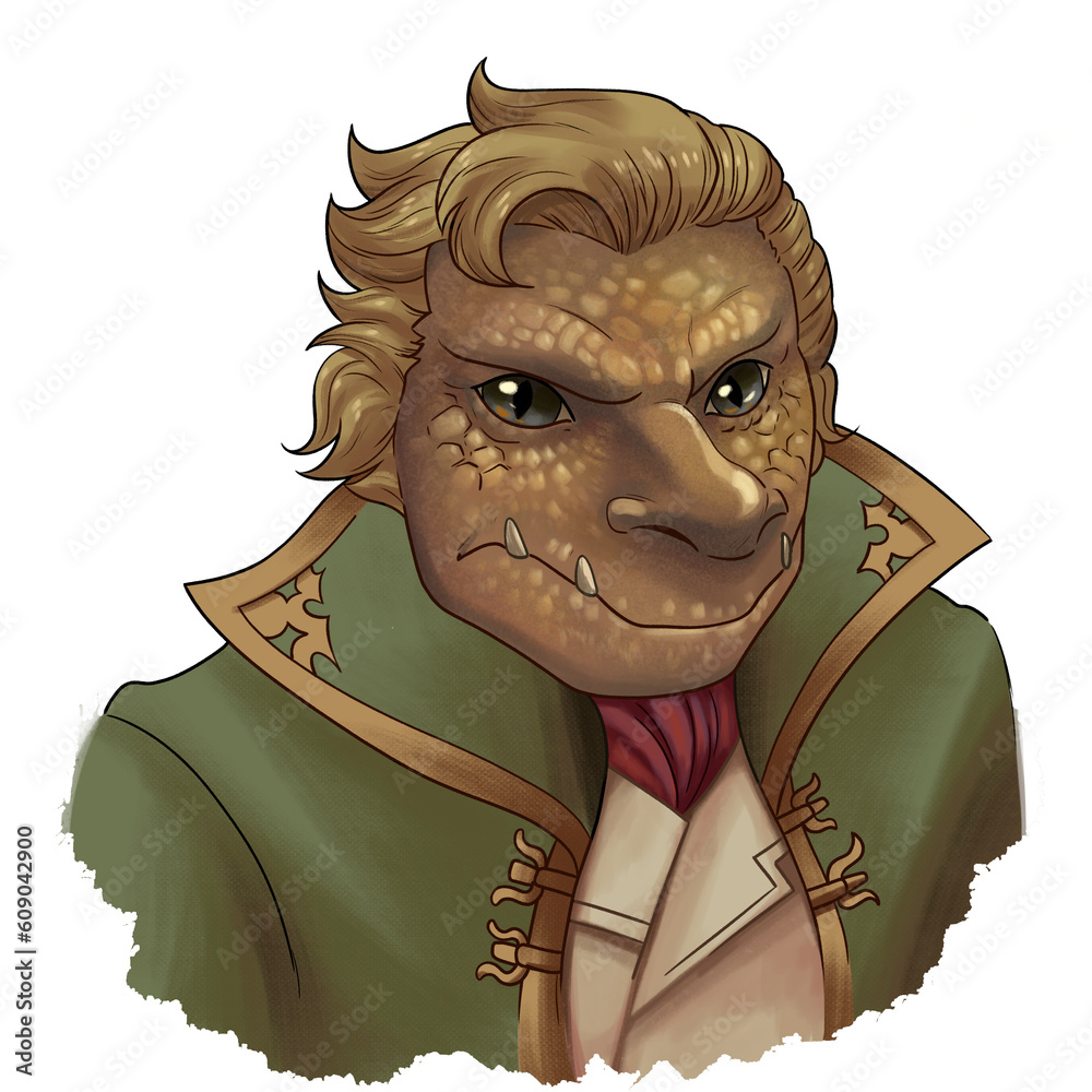 PNG transparent background fantasy character illustration. Male kobold ...