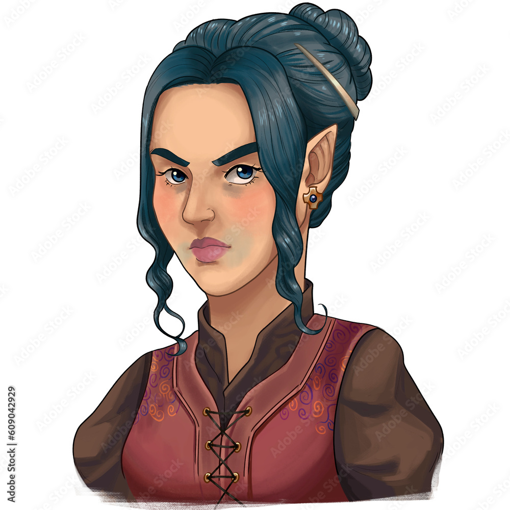 PNG transparent background fantasy character illustration. Female elf ...