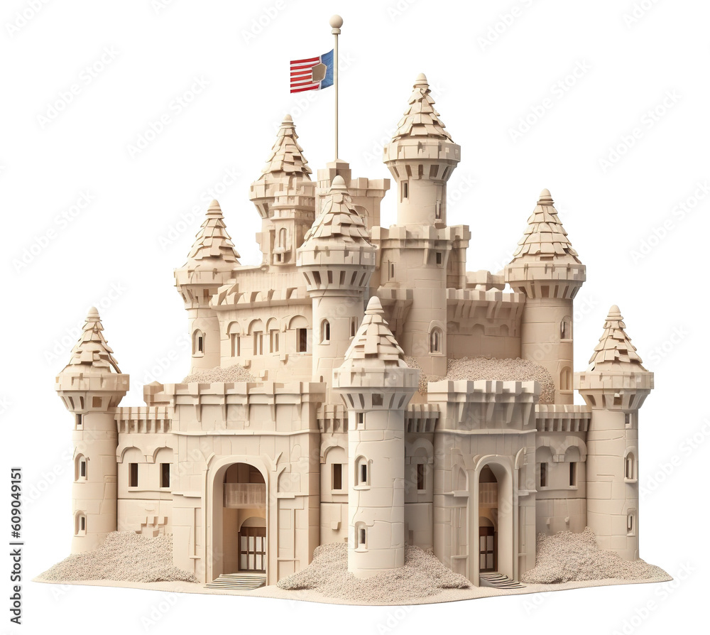 big and detailed sand castle on transparent background - summer kids ...