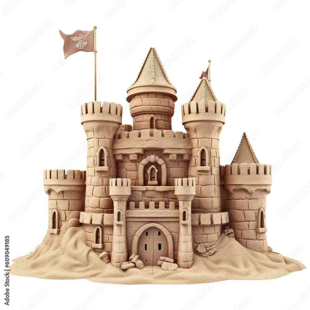big and detailed sand castle on transparent background - summer kids ...