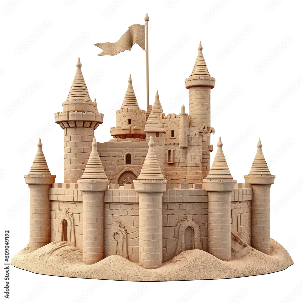 ภาพประกอบสต็อก big and detailed sand castle on transparent background ...