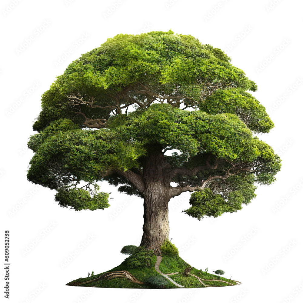 a round earth shaped tree with green leaves on transparent background ...