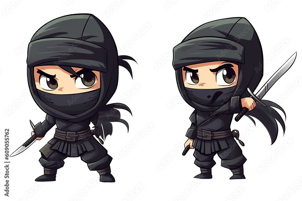 cute female ninja, Generative AI Stock Illustration | Adobe Stock