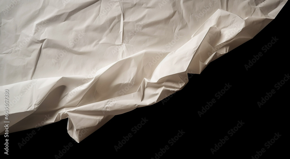 Wrinkled off-white paper texture in panoramic banner. Generative AI ...