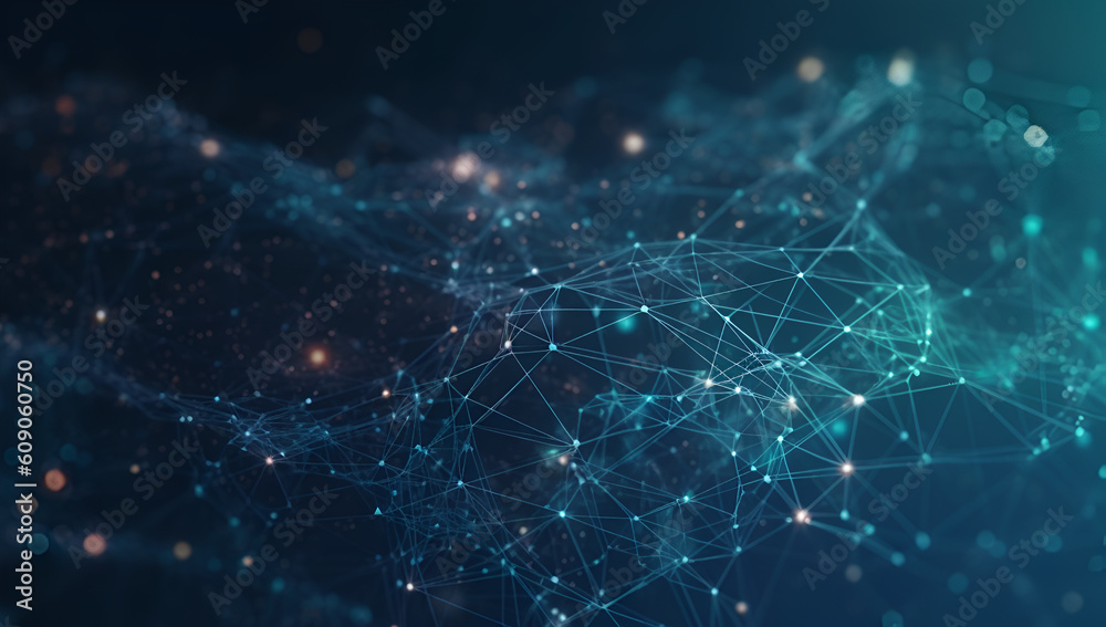 Abstract blue digital data background. Network connection structure ...