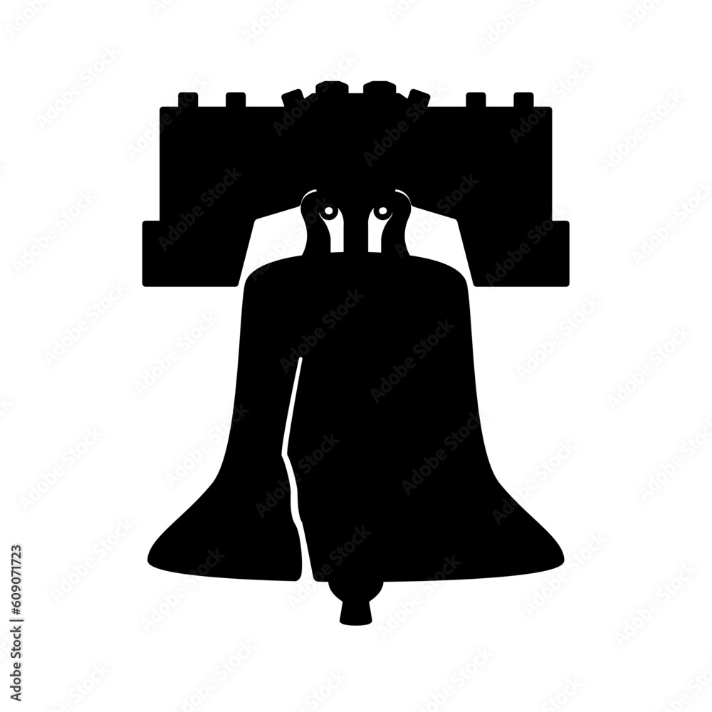 Liberty bell silhouette icon. Clipart image isolated on white ...