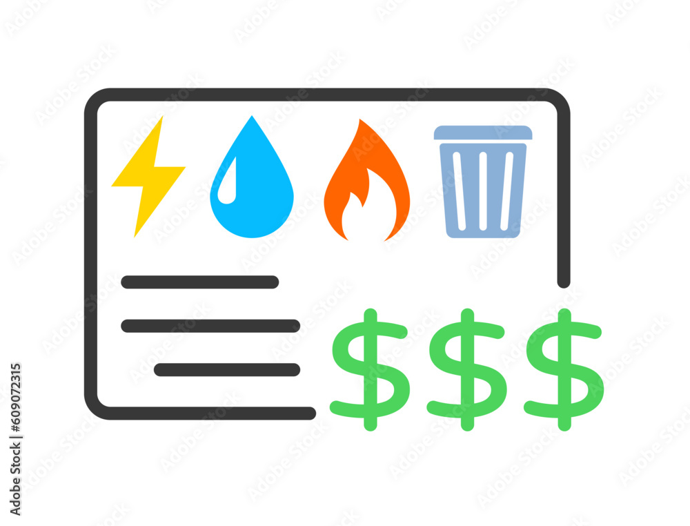 High Household Utility bill line icon. Clipart image isolated on white ...