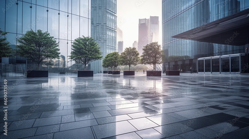 Modern outdoor of office on distric center wallpaper, illustration for ...