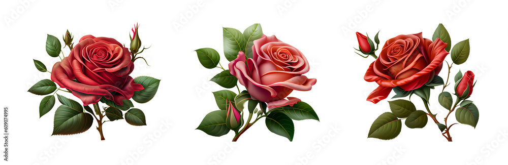 set beautiful roses On transparent background (png), easy for ...