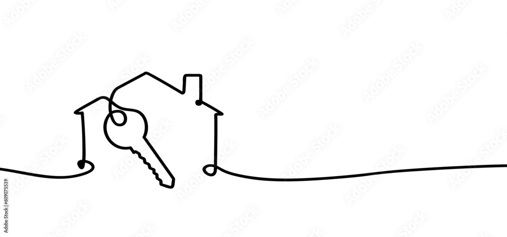 Cartoon house line pattern. Home icon or symbol. One continuous line ...