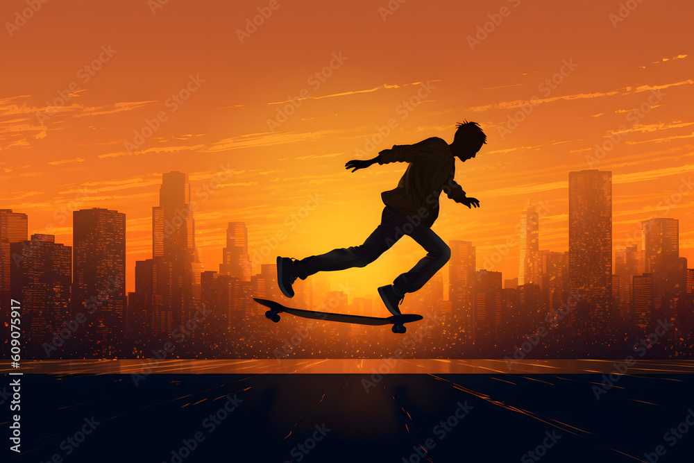 Skateboard Silhouette Sunset