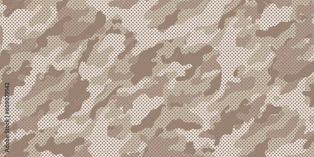 Desert camouflage military pattern with grid. Vector camouflage pattern ...