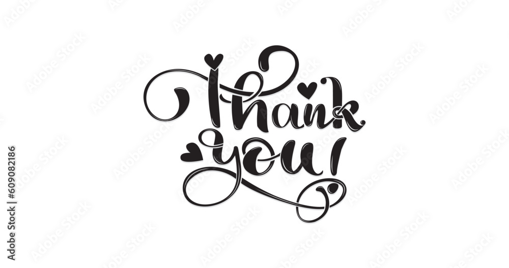 Thank you lettering text. Handwritten modern calligraphy vintage Vector ...